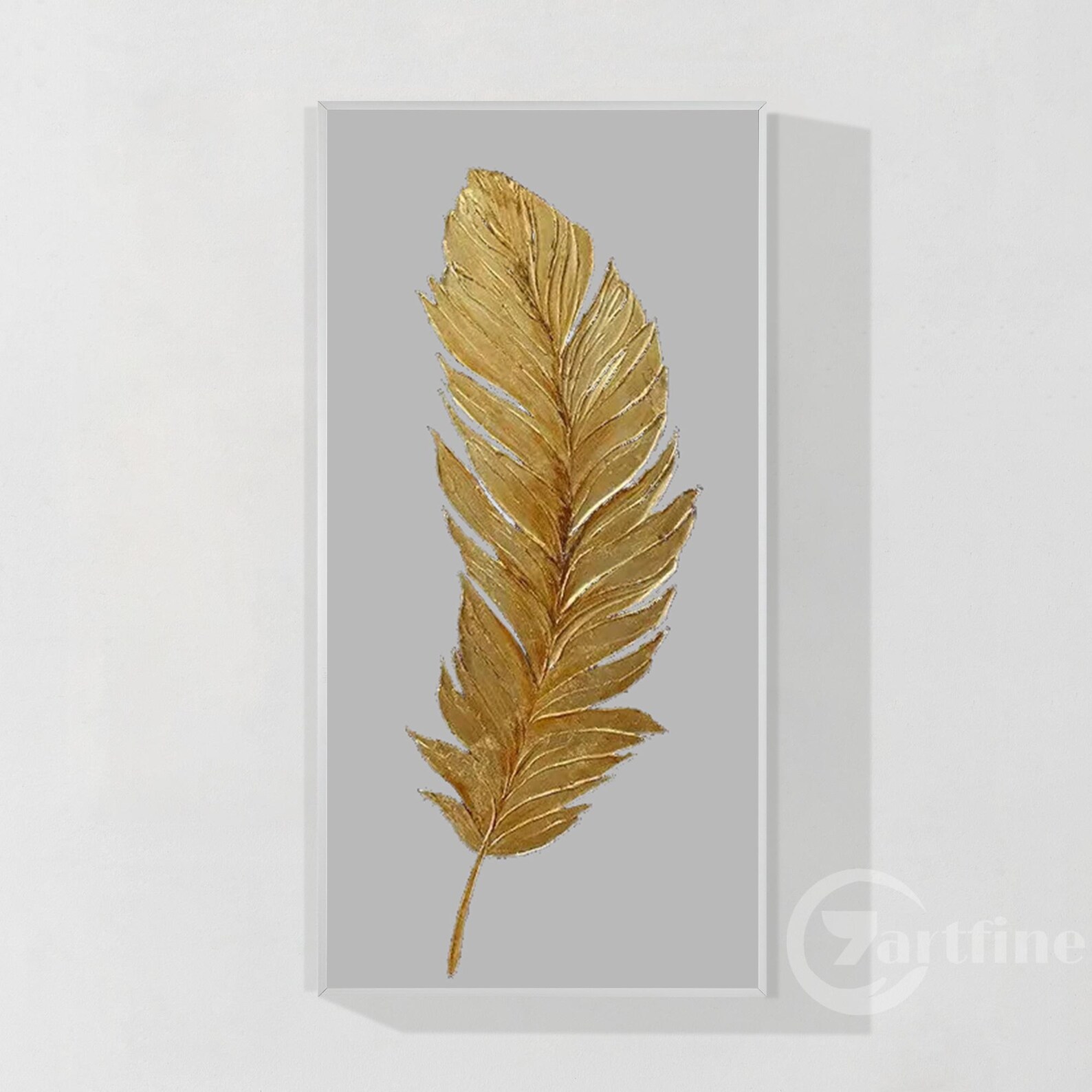 Gold Feather Extra Large Abstract Painting 3D Textured Canvas Large ...