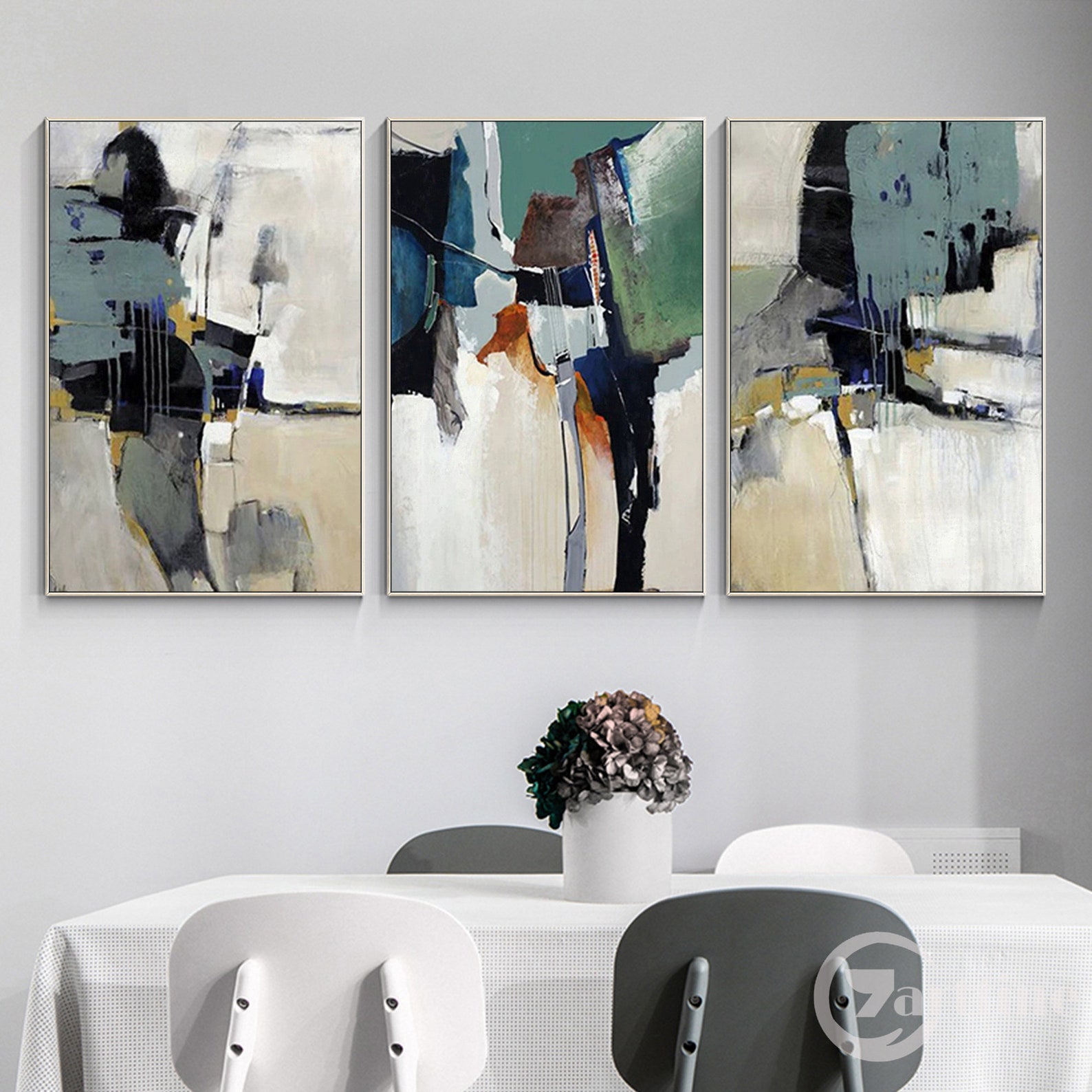 Abstract Wall Art Modern Frames Abstract Set of 3 Pieces Beige | Etsy