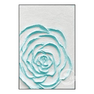 Turquoise Abstract Flower Wall Art Textured 3D Canvas Art Modern Rose ...