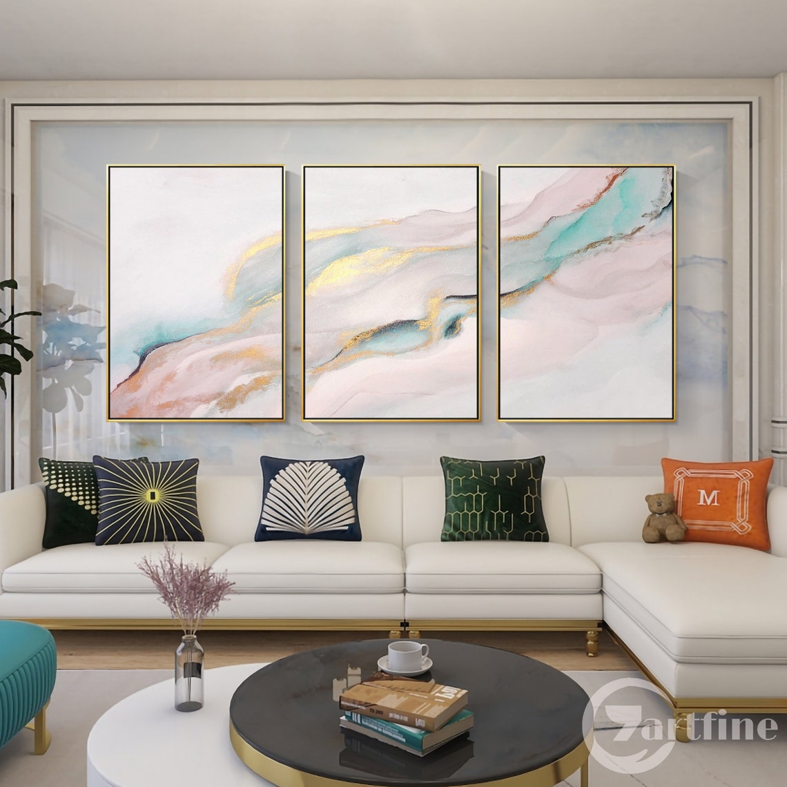 Abstract Set of 3 Pieces Frame Wall Art Watercolor Style - Etsy