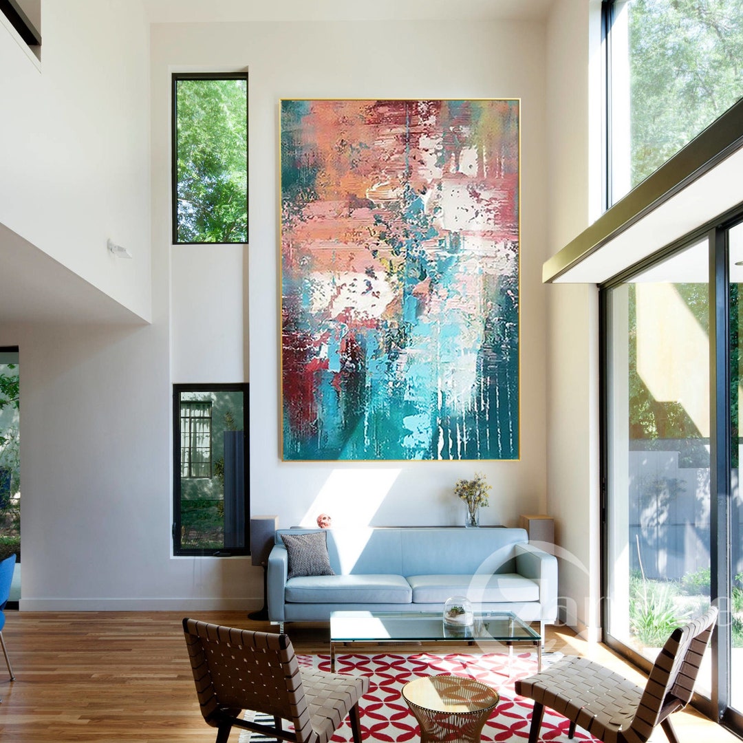 Turquoise Blue Wall Art Abstract Wall Art Framed Wall Art Home Decor ...