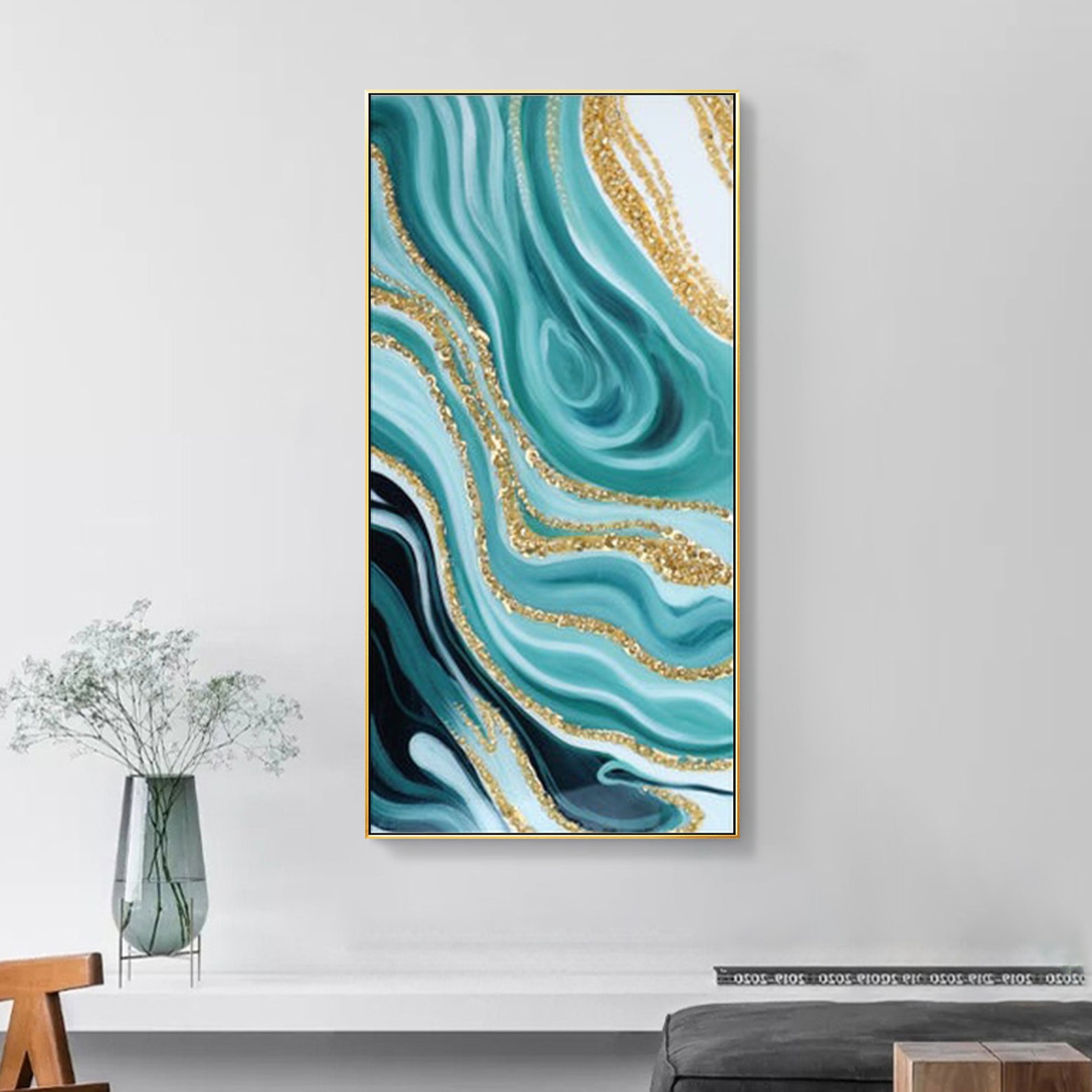 Teal Resin Geode Wall Art Abstract Framed Wall Art Epoxy Resin Geode ...
