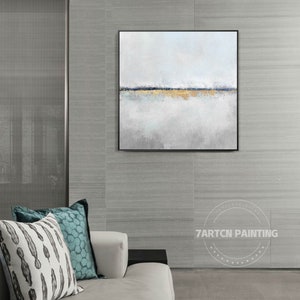 Gray Wall Art Framed Modern Abstract Original Painting on - Etsy