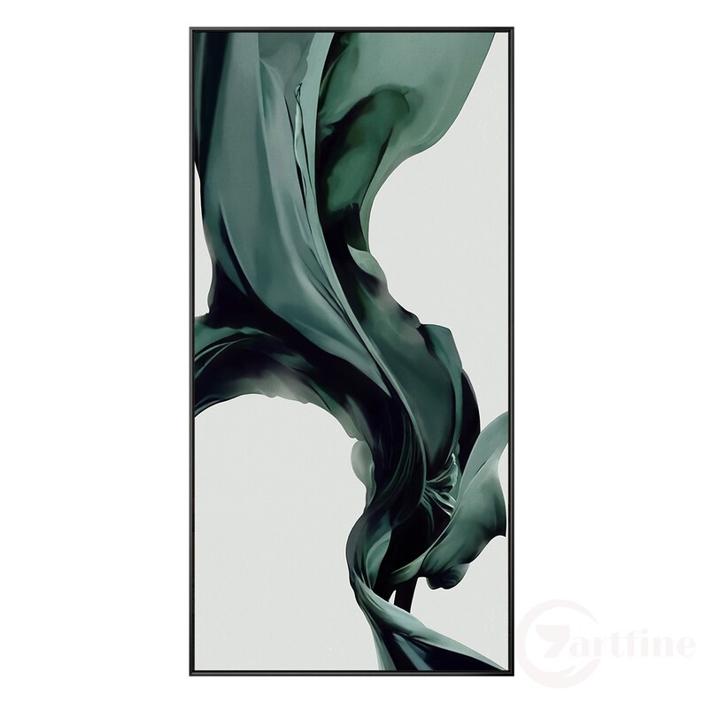 Deep Green Abstract Large Painting, Green Silk Huge Wall Art,boho Wall ...