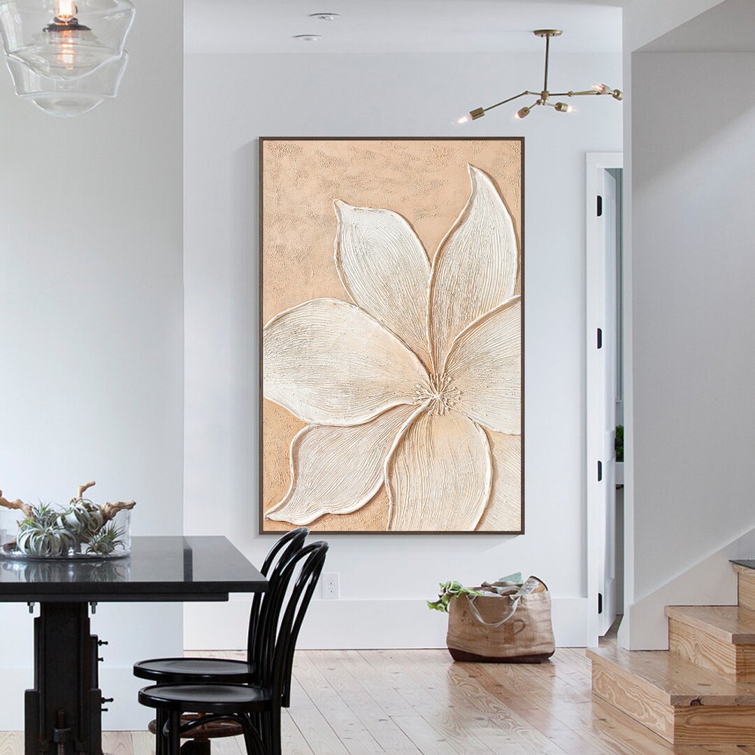 Bloom Wall Art Abstract Flower Art Textured Canvas Wall Art Original ...