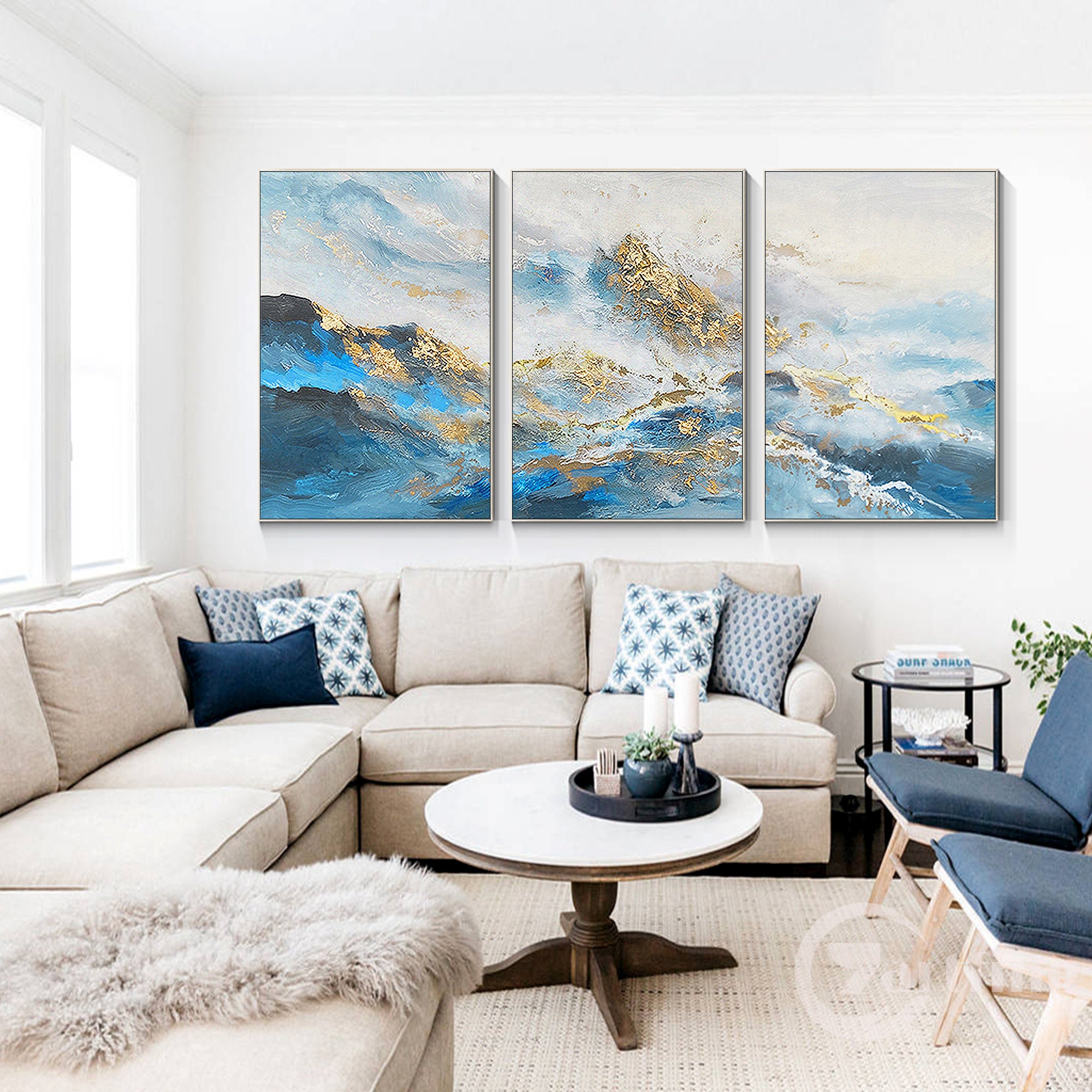 Abstract Wall Art Set of 3 Modern Abstract Painting 3 Piece Wall Art ...