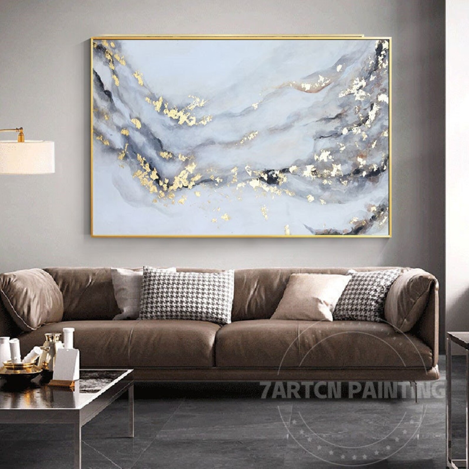 Watercolor Painting Framed Wall Art Abstract Wall Art Original Gray ...