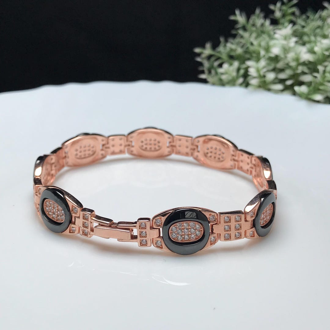 Black Onyx Stations 925 Silver Link Chain Bracelet. Gold Vermeil ...