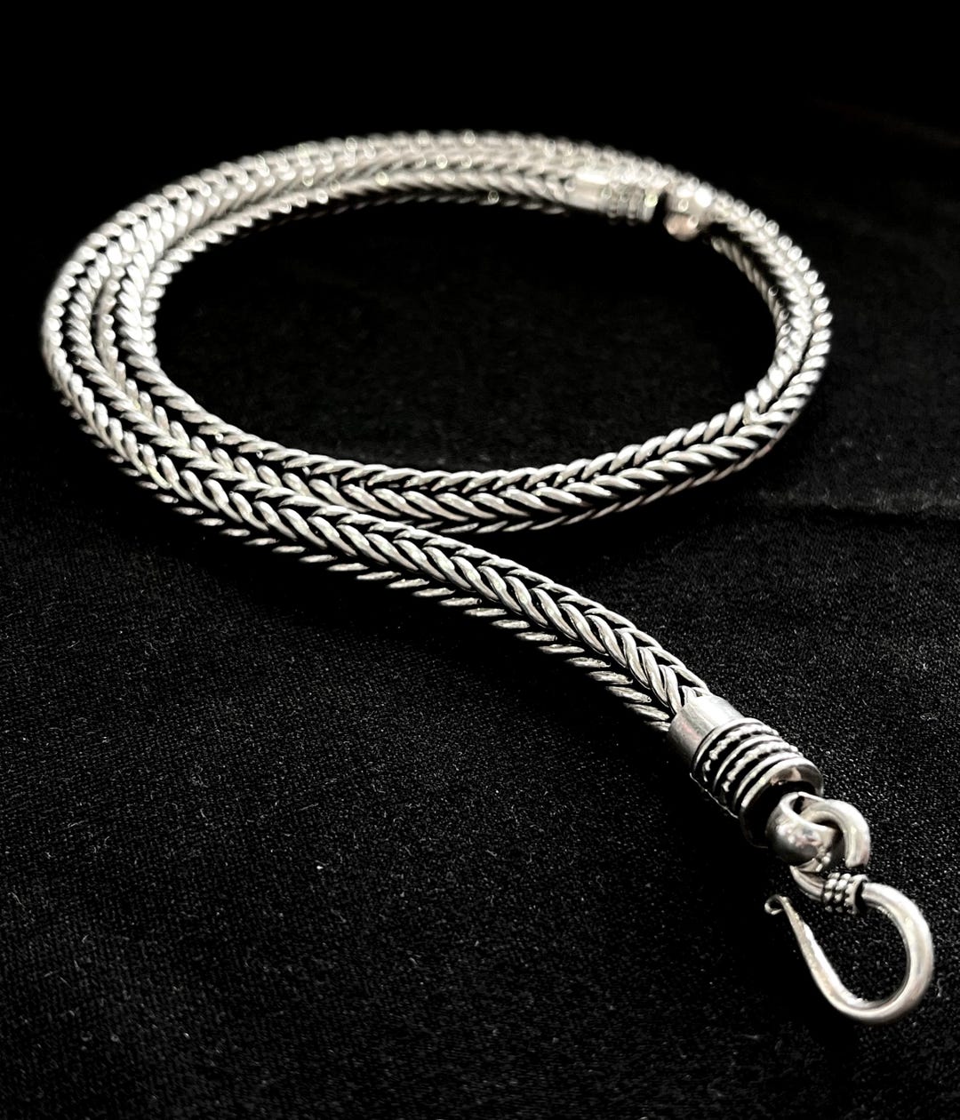 6.00mm Foxtail Chain 925 Sterling Silver Men's Necklace - Woven Foxtail ...