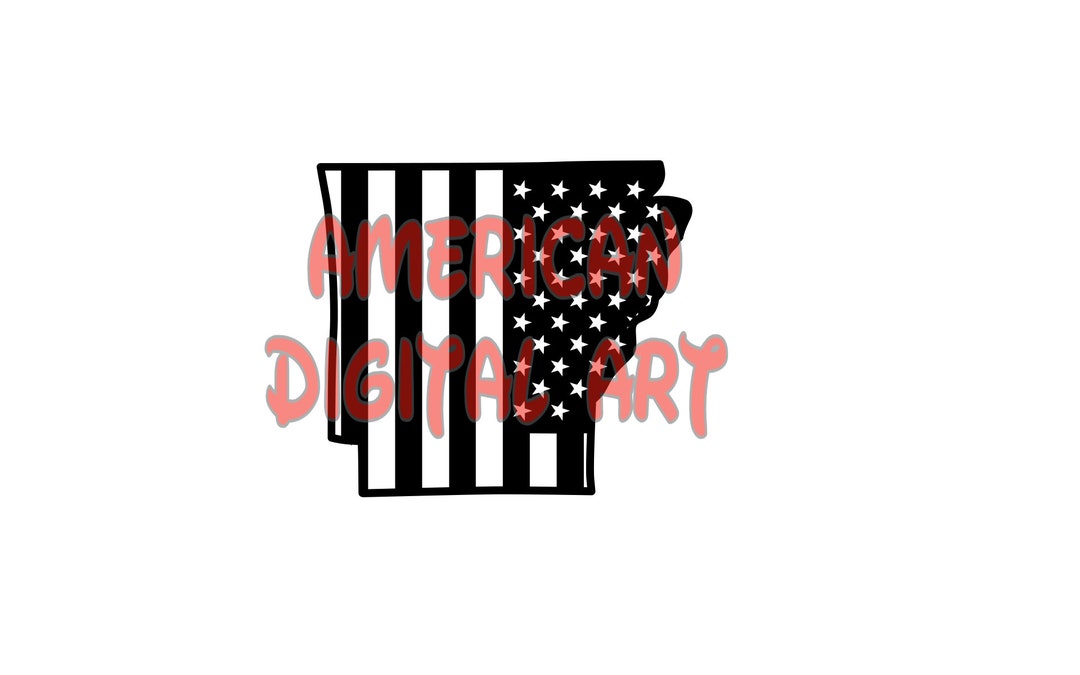 Arkansas State Map With American Flag, USA, Patriotic, United States ...