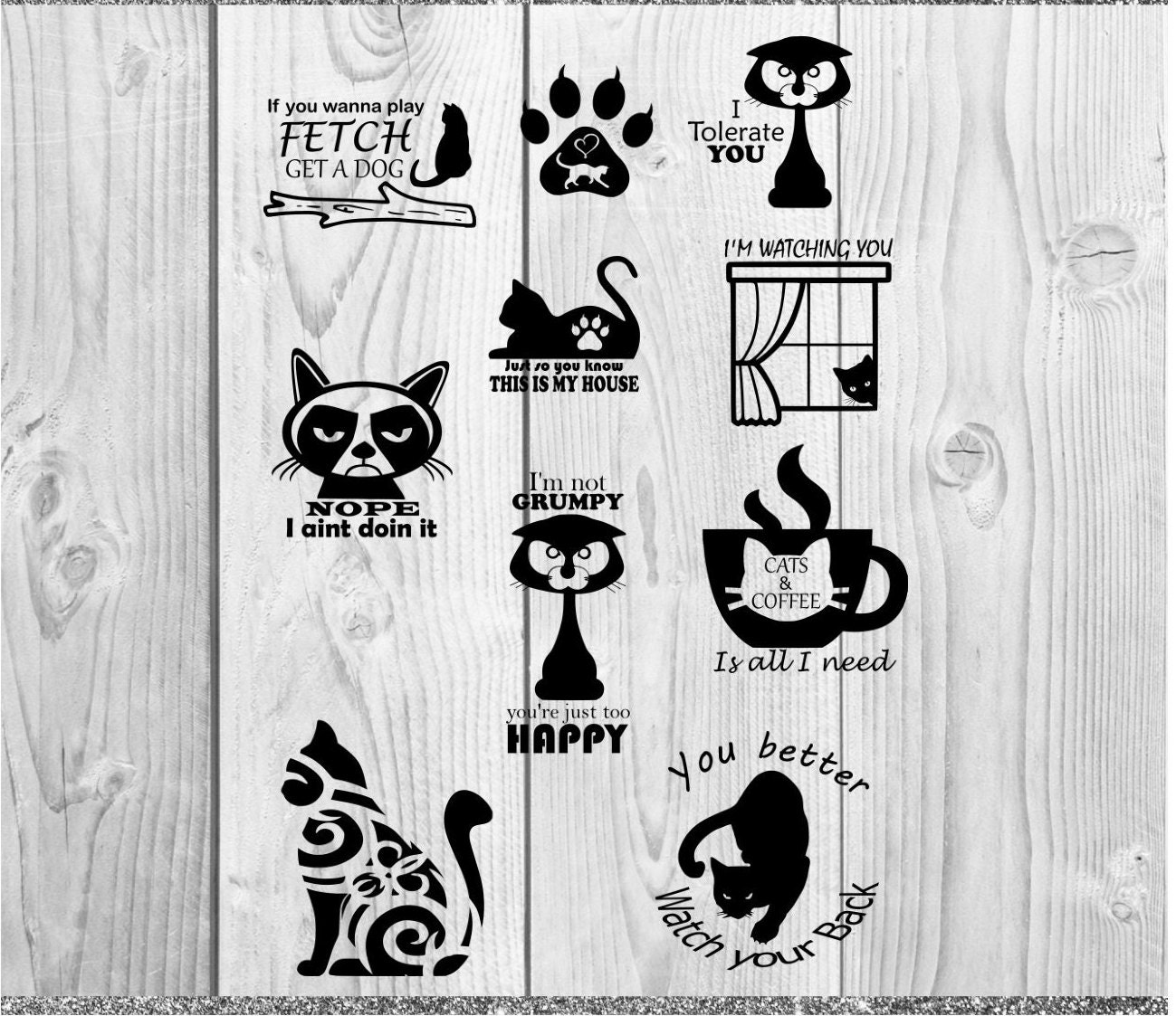 Cat File Bundle 10 Count SVG PNG Cricut Cut Files Cat - Etsy