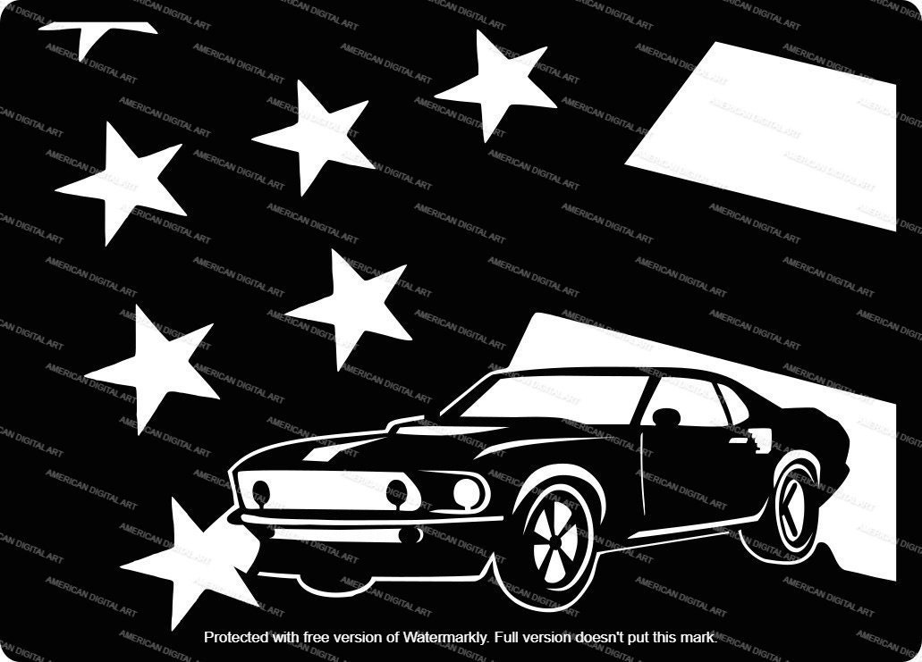 Mustang With American Flag - Etsy