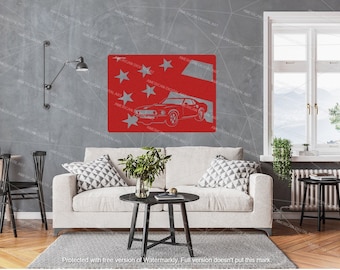Mustang With American Flag Background Digital Art File, High Resolution ...