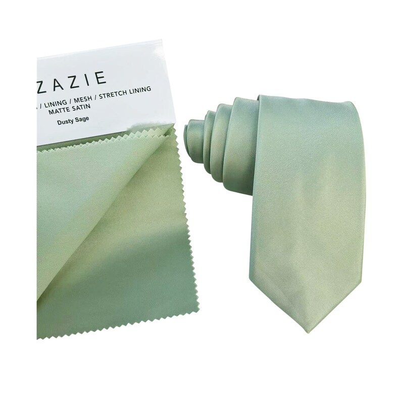 Dusty Sage Satin Wedding Tie: Men's Necktie & Pocket Square - Etsy