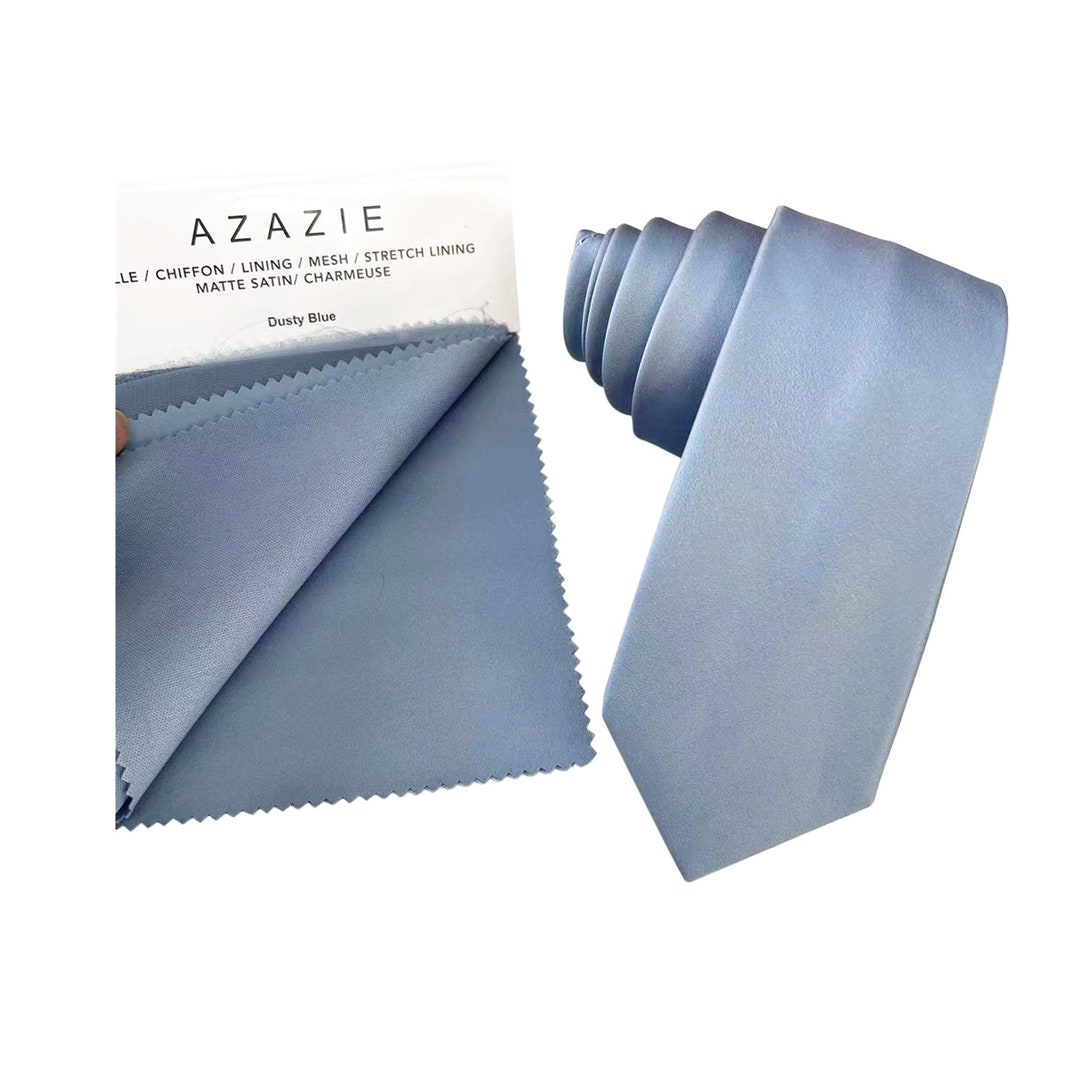 Dusty Blue Wedding Tie, Satin Tie & Pocket Square Set, Men's Necktie ...