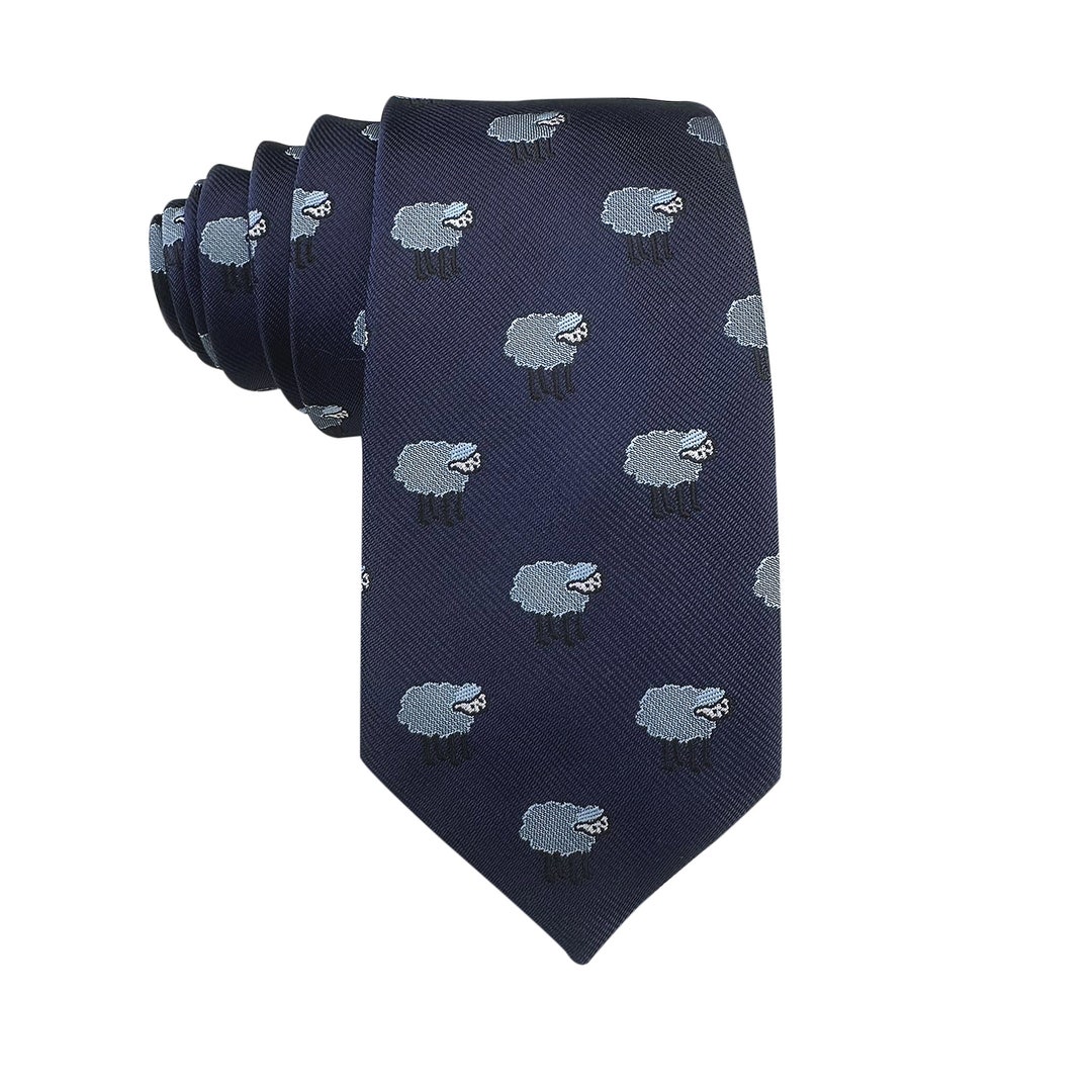 Navy Blue Sheep Skinny Tie Mans Novelty Necktie Animal Print Standard ...