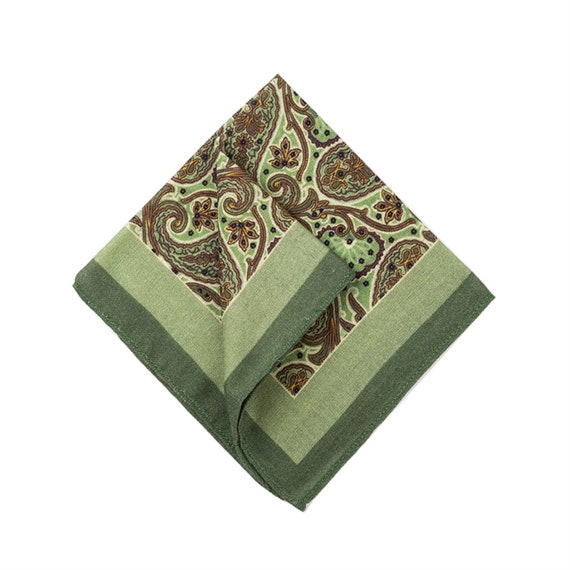 Green Pocket Square Green Border Wool Pocket Square Pocket - Etsy