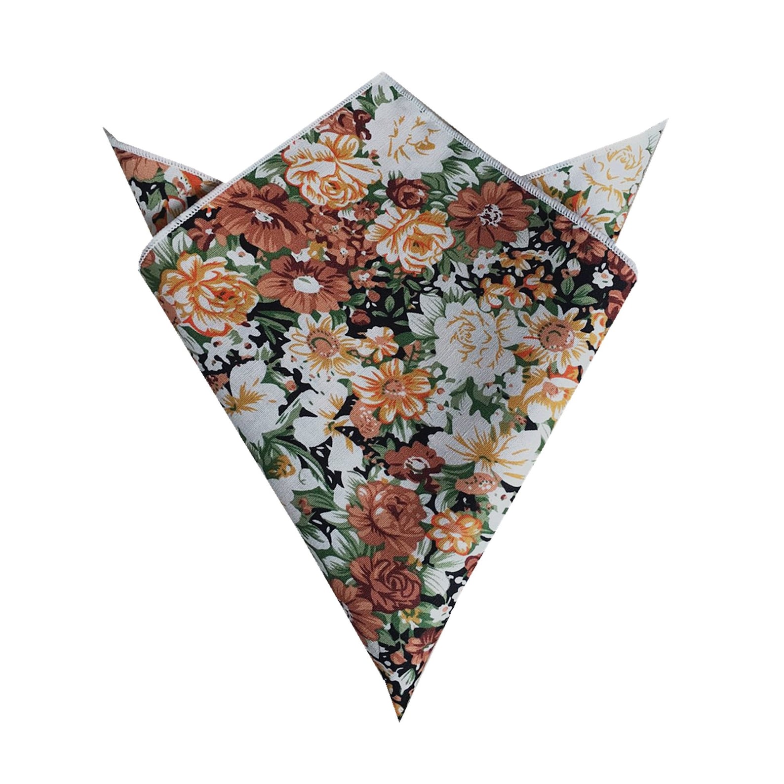 Rust White Green Floral Skinny Tie With Matching Pocket Square Set ...