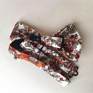 Paprika Sunflower Cotton Necktie: Orange Floral Skinny Tie - Etsy