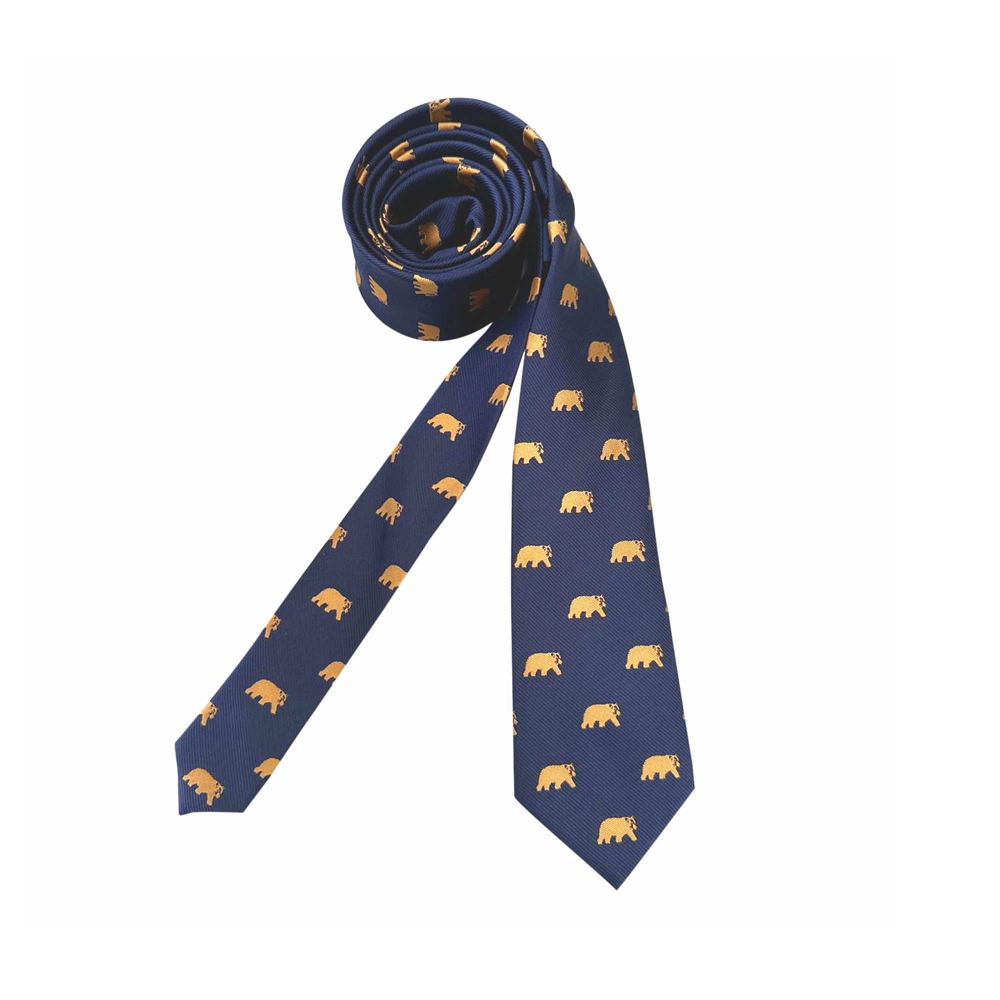 Navy Blue Gold Bear Skinny Tie Mans Novelty Necktie Animal - Etsy