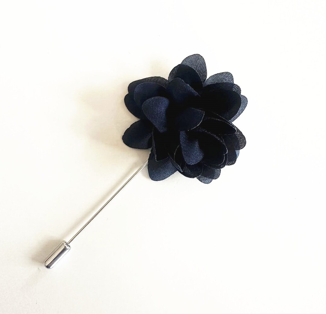 Navy Blue Flower Lapel Pin Men Wedding Accessories Brooches Pin ...