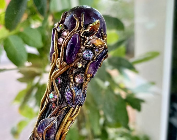 Pen Magic Wand, Crystal Sphere, Grimoire Tools, Amethyst Stone, for a ...