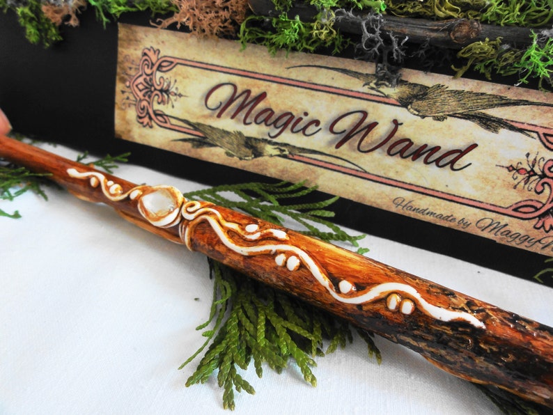 Quartz Magic Wand Altar Wand Wood Stick Enchanted Wand - Etsy