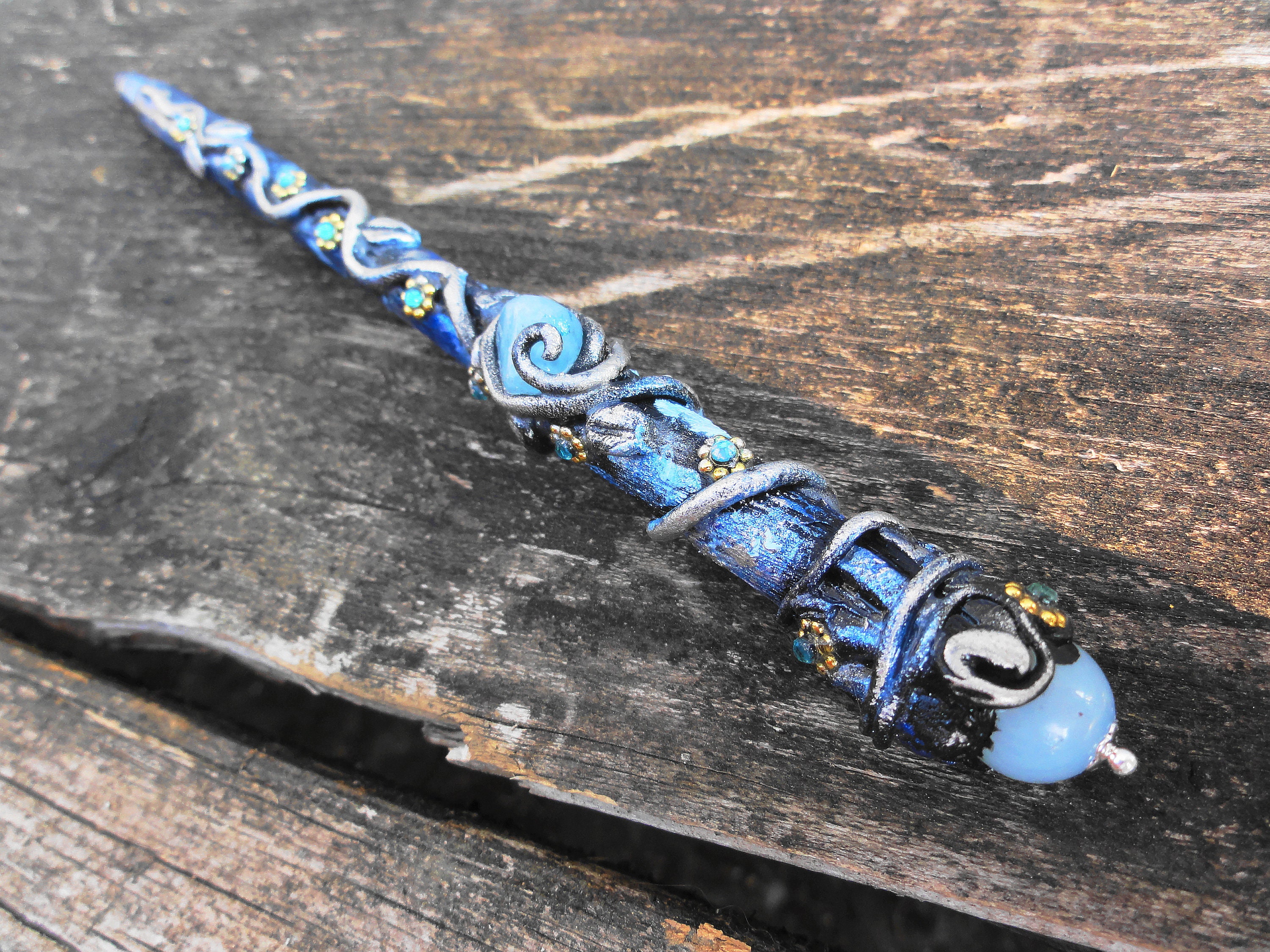Aquamarine Magic Wand Pen Grimoire Pen Wicca Magic Pen Blue | Etsy