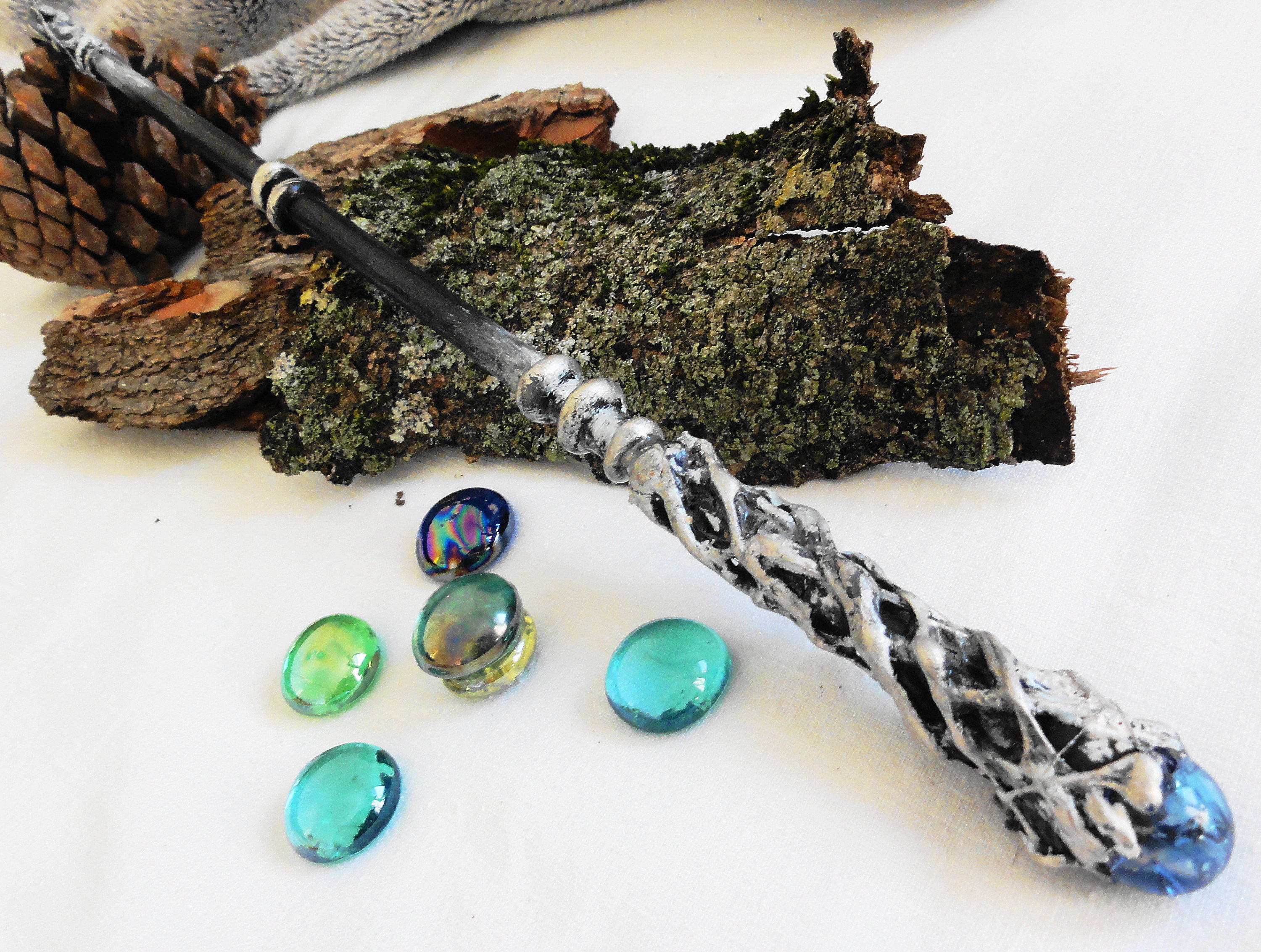 Magic Wand Silver Wand Wizard Tools Witch Wand Silver and - Etsy UK