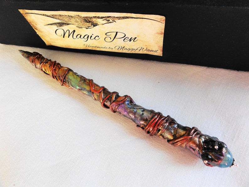 Spell Writer Pen Magic Pen Dragon Vein Agate Witchy Pencil - Etsy