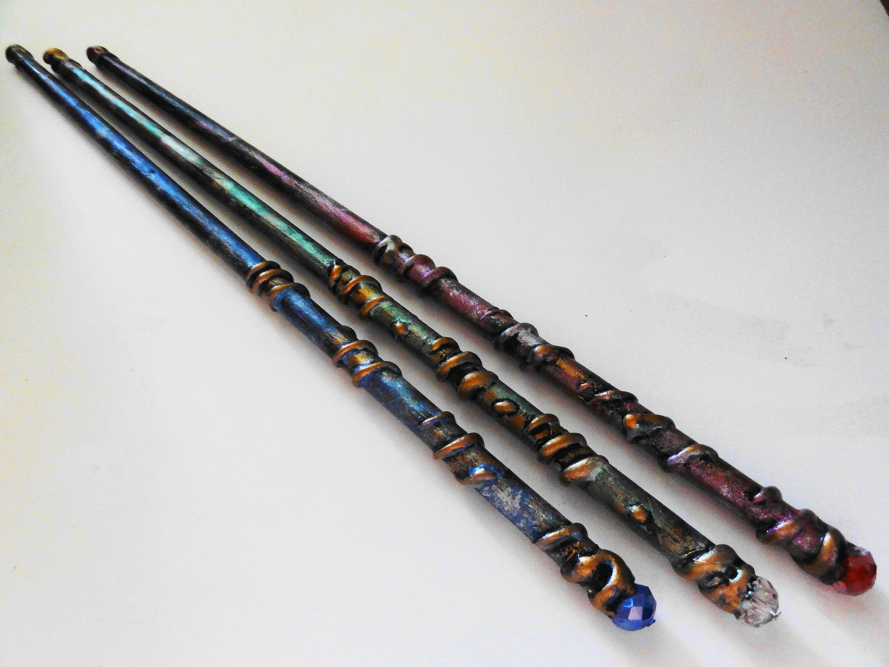 Magic Wand. Halloween Wand. Green and Gold Magic Wand. Wood - Etsy