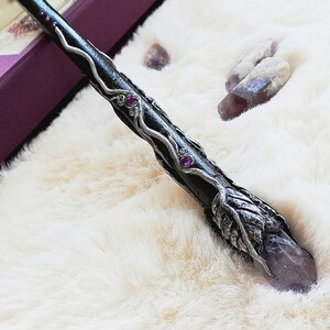 Amethyst Magic Wand, Silver Queen, Fairy Tools, Wooden Wand - Etsy