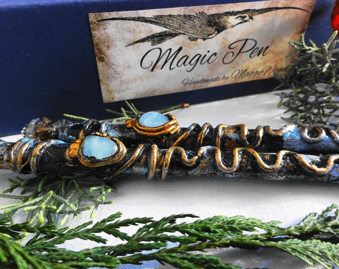 Writer Pen, Magic Pen, Aquamarine Gemstone, Magical Pencil, Grimoire ...