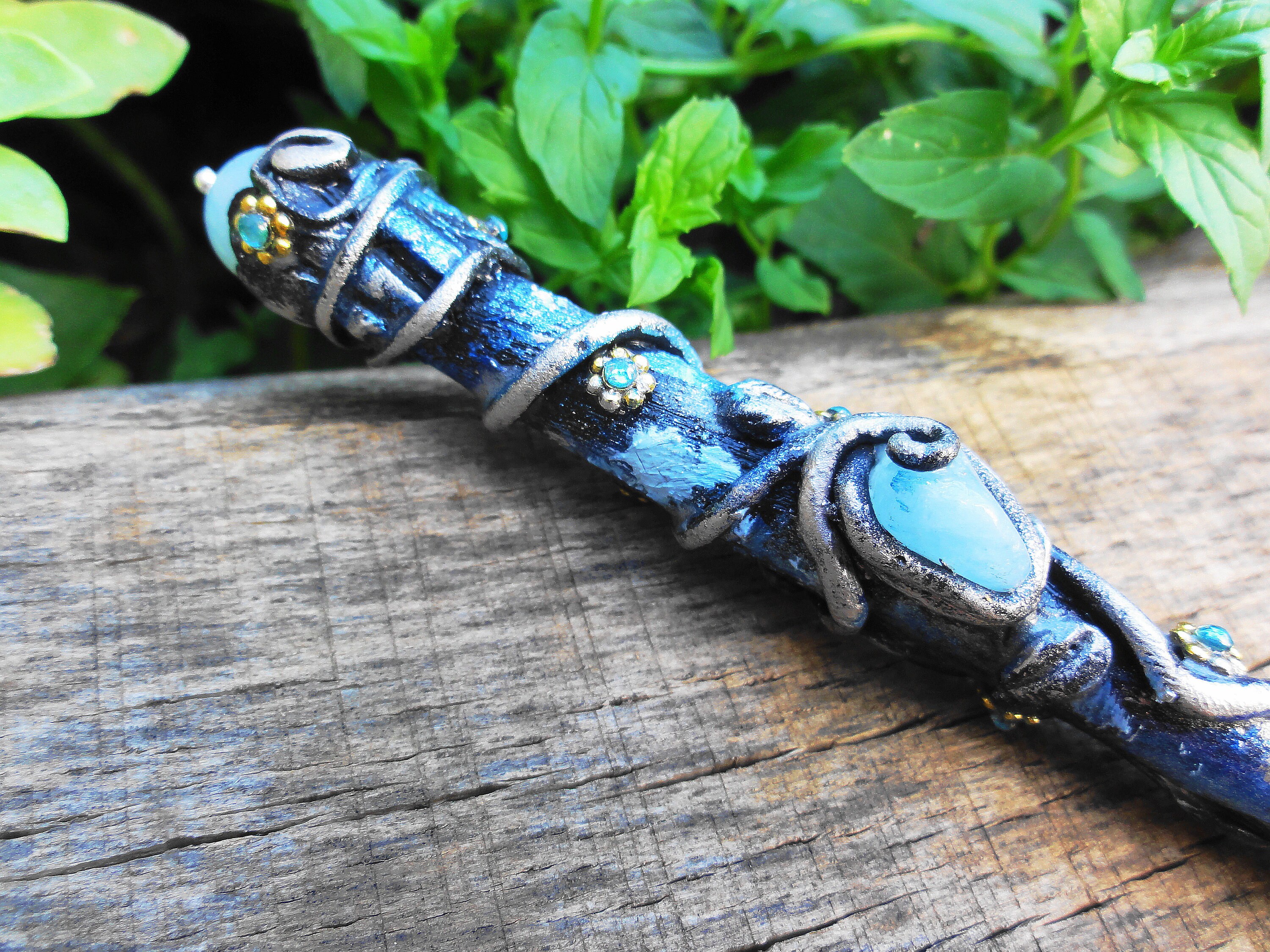 Aquamarine Magic Wand Pen Grimoire Pen Wicca Magic Pen Blue | Etsy
