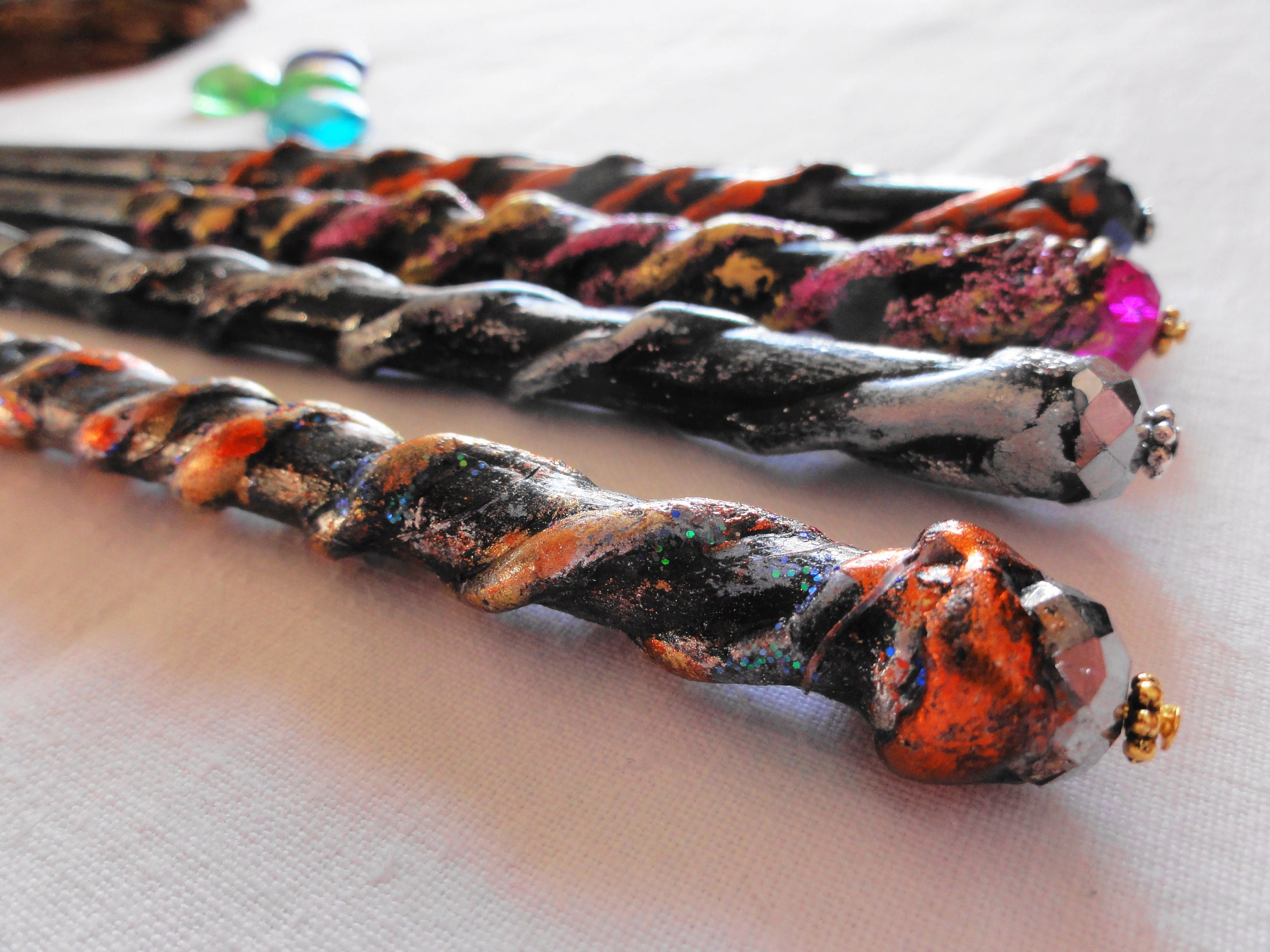 Magic Wand Black and Silver Wood Magic Wand Forest Wand Witch | Etsy