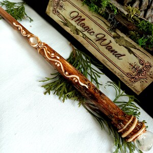 Quartz Magic Wand Altar Wand Wood Stick Enchanted Wand | Etsy