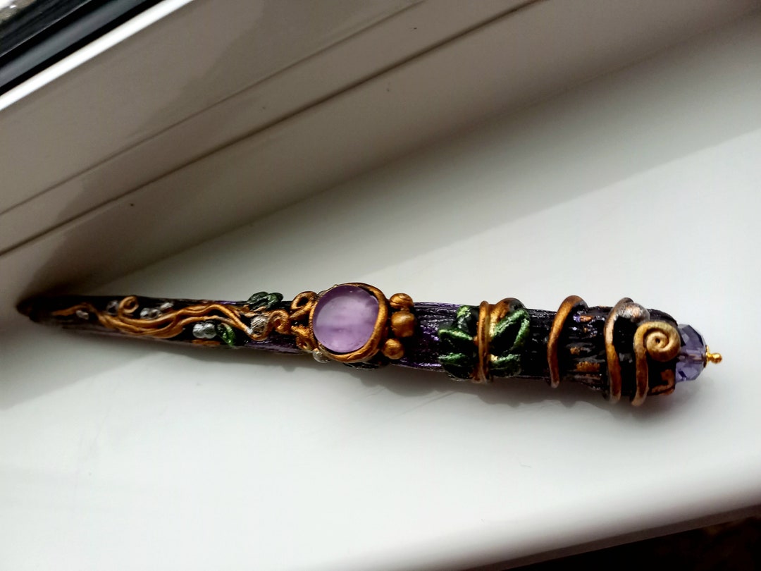 Magic Pen Amethyst Gemstone, Crystal Pen, Written Magic Pen, Grimoire ...