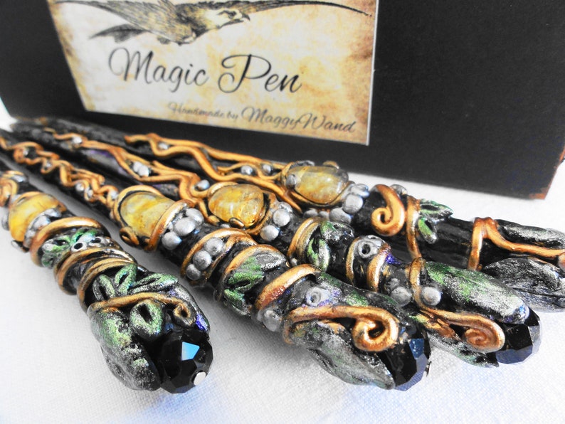 Willow Magic Pen Citrine Gemstone Polymer Clay Magic Wand Pens | Etsy