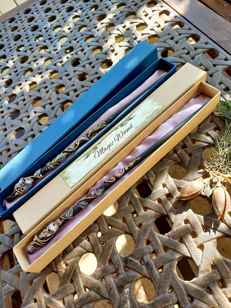 Amethyst Magic Wand Wooden Wand Purple Queen Handmade - Etsy
