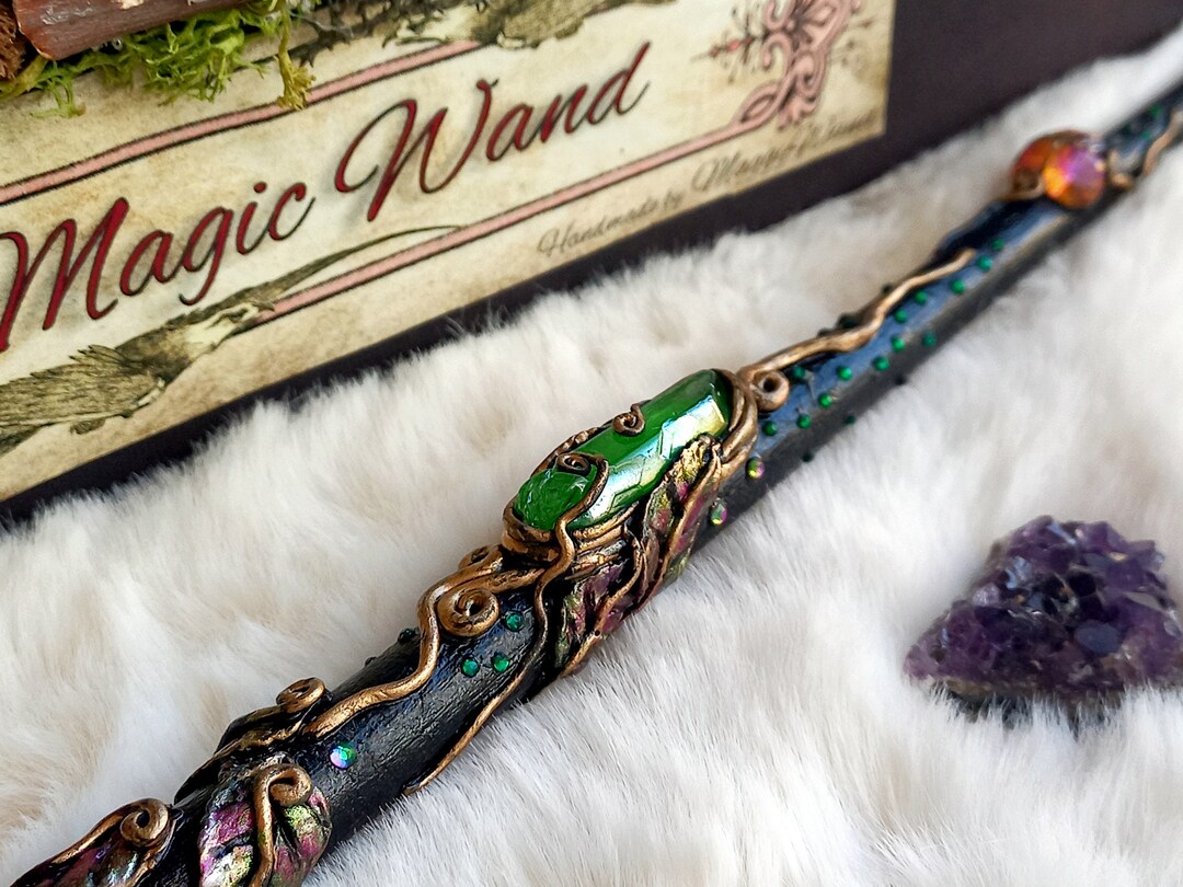 Baguette magique, quartz Aura, bâton de sorcière en bois, outil des ...