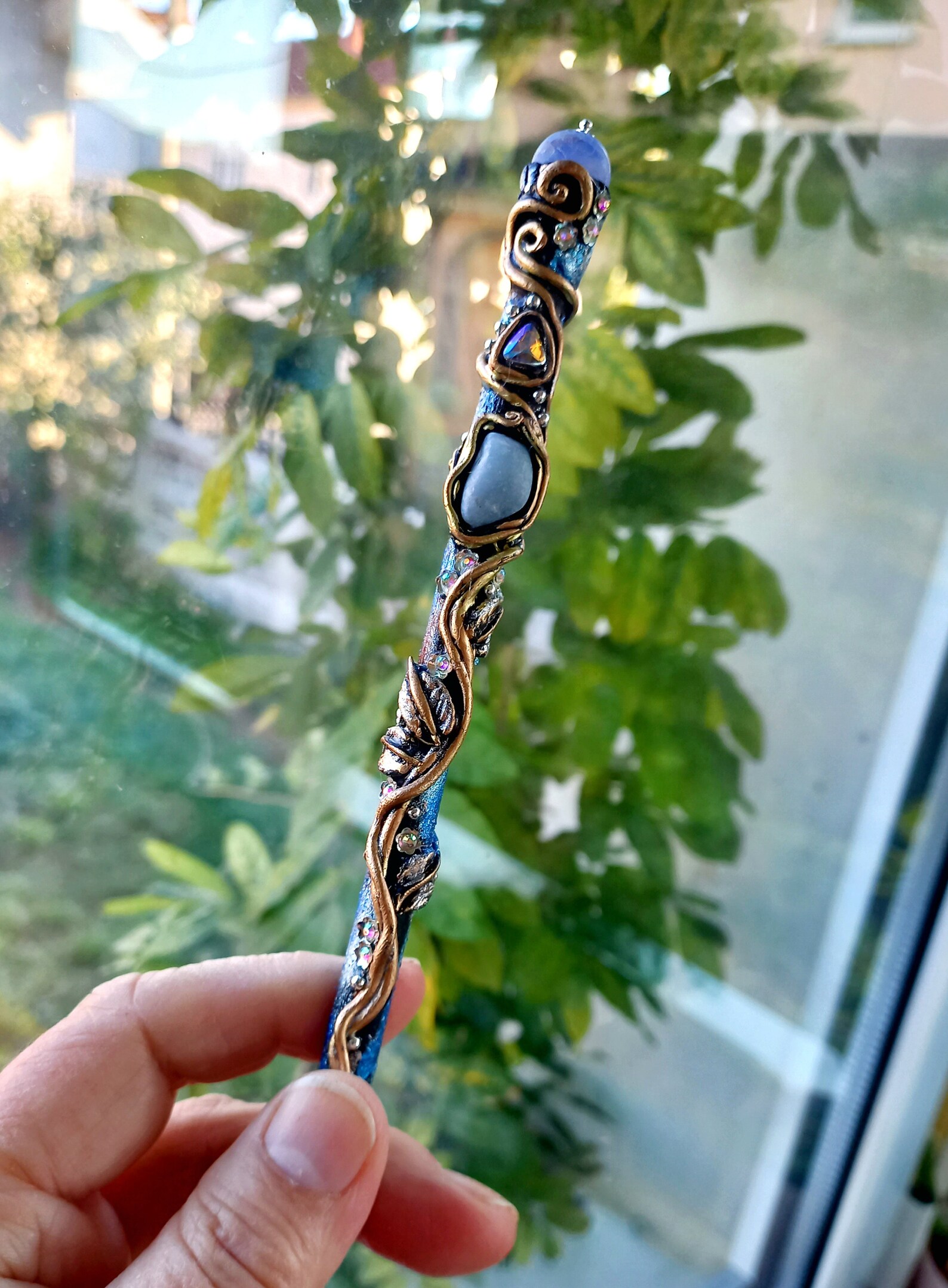 Magic Pen Angelite Gemstone Witch Tool - Etsy