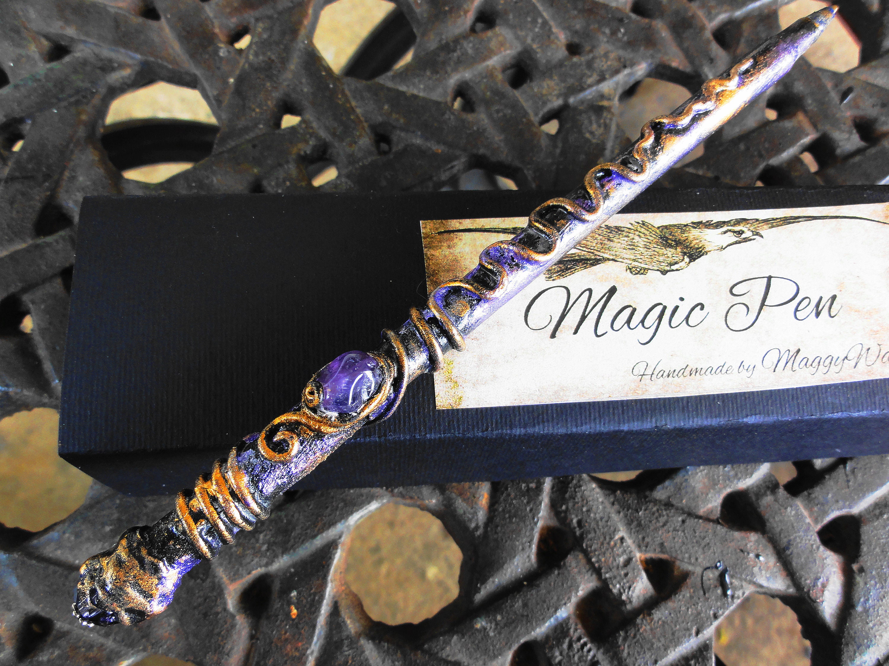 Fairy Pen Wizard Pen Magic Wand Pen Amethyst Crystal Pen Clay | Etsy