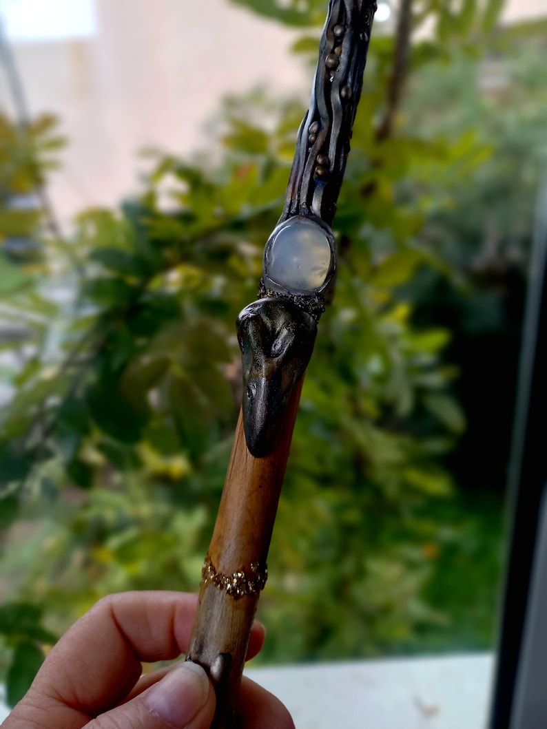 Raven Magic Wand Opalite Gemstone Crow Skull Witchy Powers - Etsy