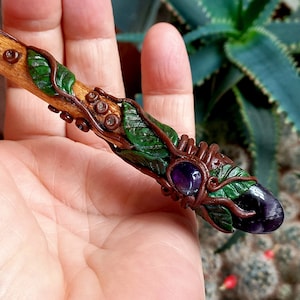 Forest Magic Wand With Amethyst, Box for Wand, Wooden Wand - Etsy