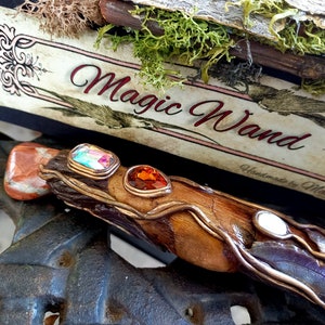 Wooden Magic Wand With Crystals Spiritual Energy One of A Kind for True ...