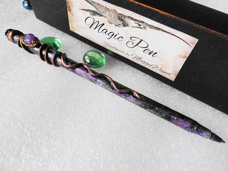 Fairy Pen Wizard Pen Magic Wand Pen Amethyst Crystal Pen Clay - Etsy