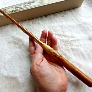 Magic Wand Natural Wood, Golden Wand, Wizard Tools, Handmade - Etsy