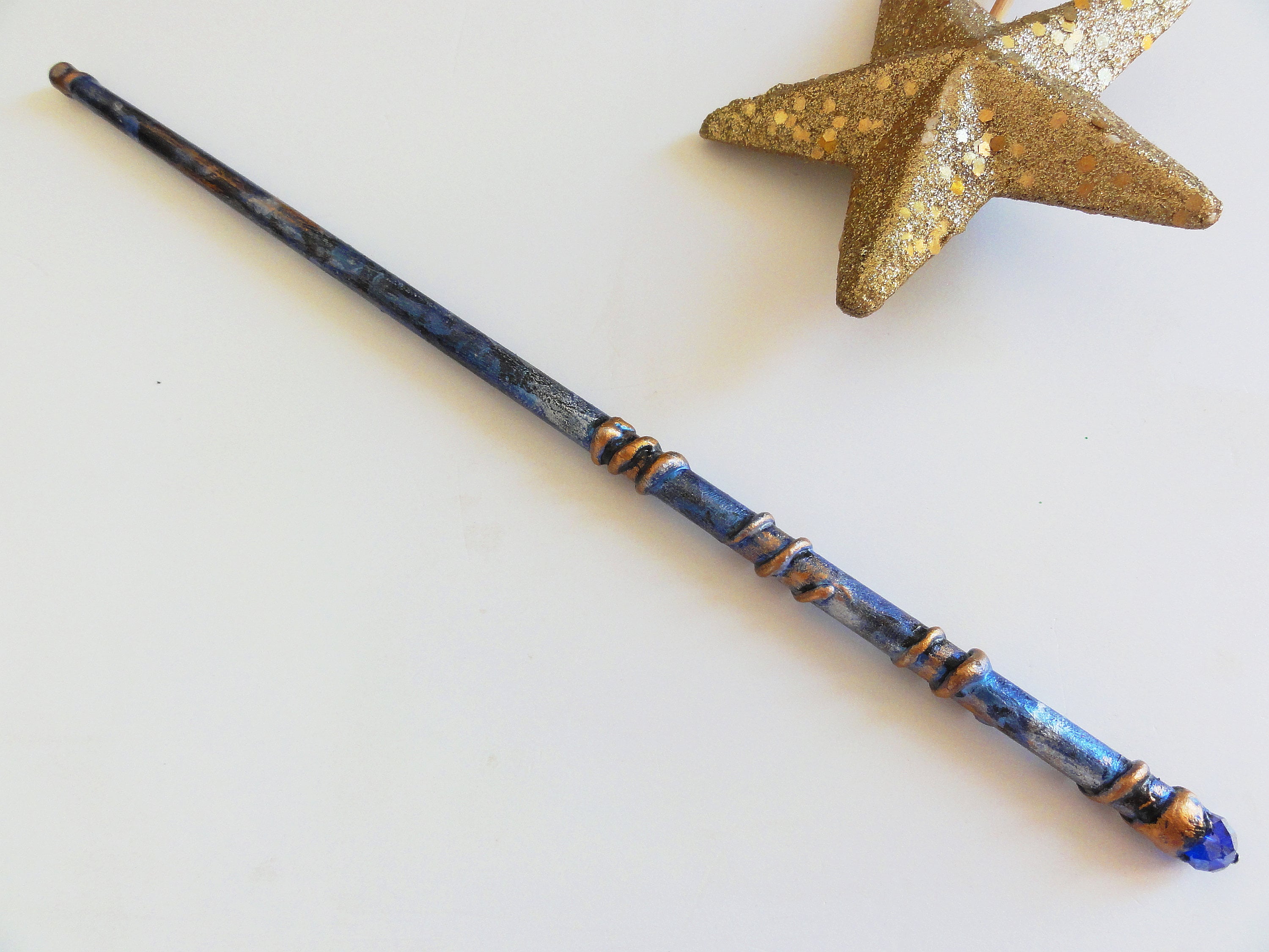 Magic Wand Blue and Gold Cosplay Magic Wand Witches Wand Party - Etsy