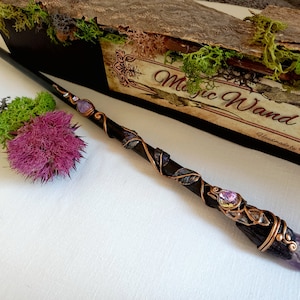 Amethyst Magic Wand, Wooden Wand, Purple Queen, Handmade - Etsy