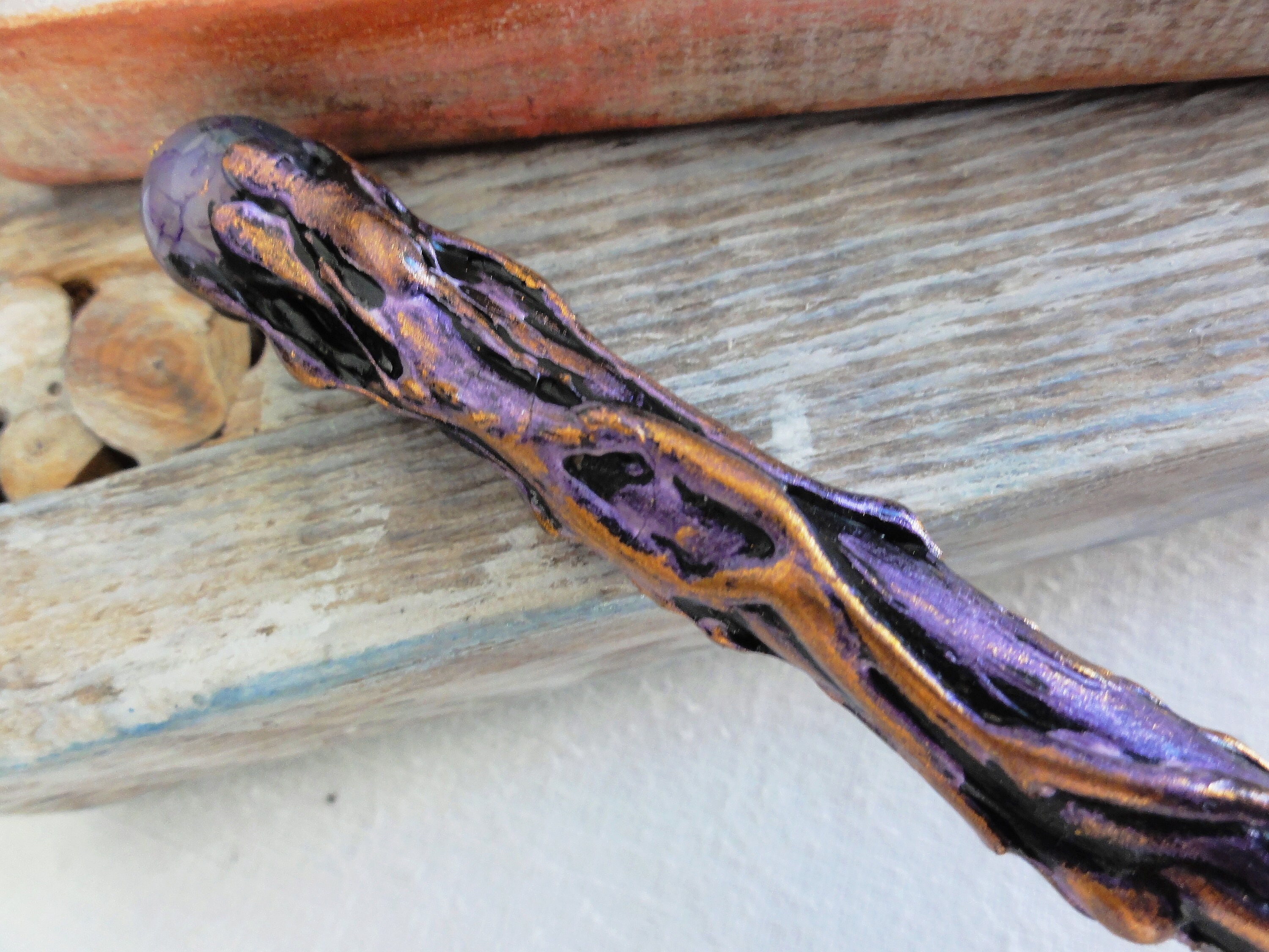 Magic Wand Purple and Gold Cosplay Magic Wand Purple Agate - Etsy UK